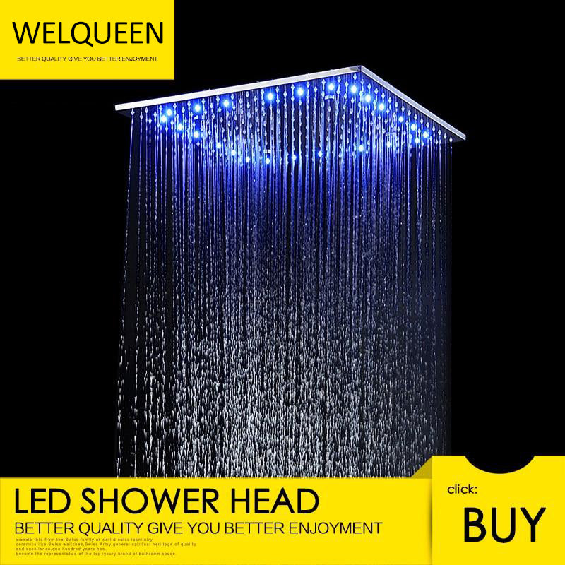 3 Color LED Rainfall Shower Head - Water Saving Stainless Steel