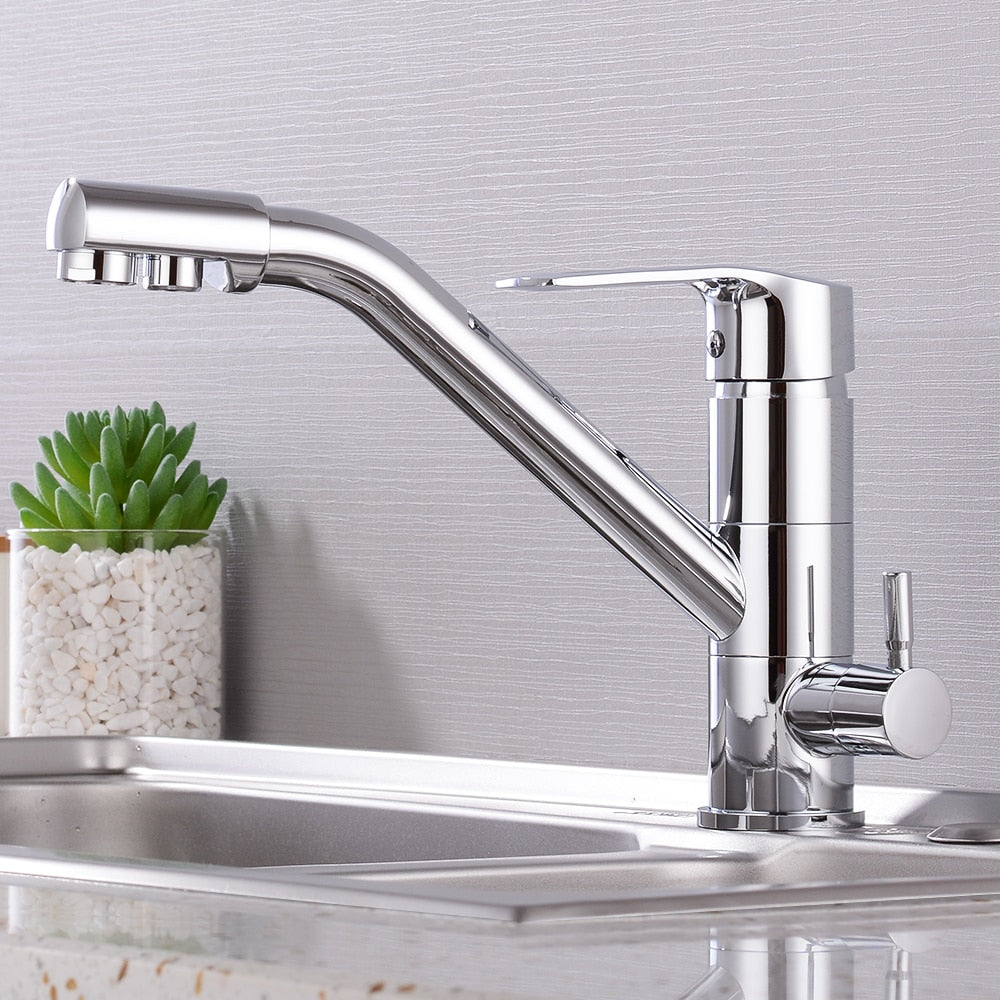 Dual Spout Kitchen Faucet Filter - Hot & Cold Purifier Mixer Tap