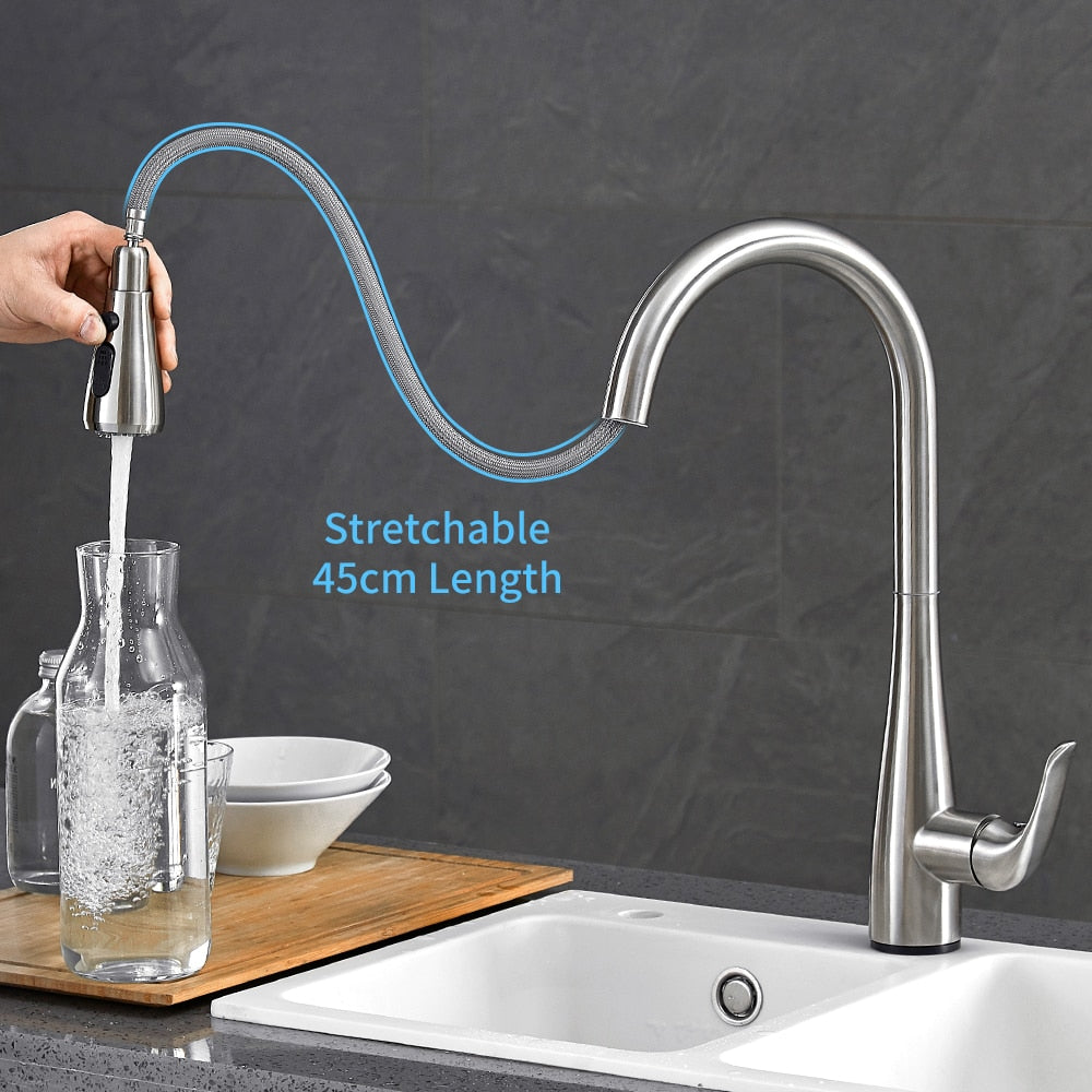 Touchless Black Sensor Kitchen Faucet | Stainless Steel & Smart