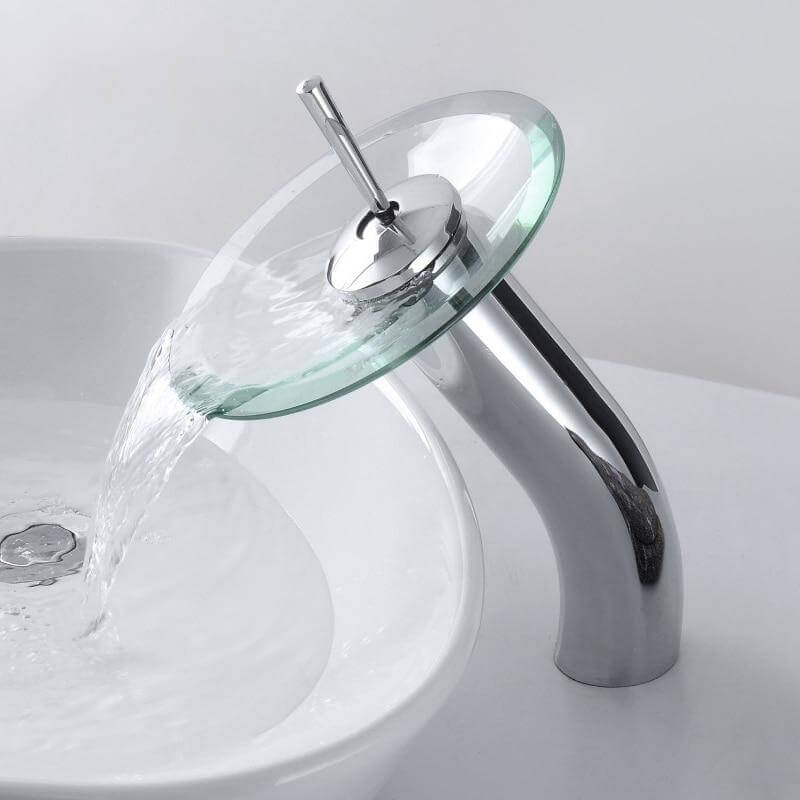 Brass Circle Waterfall Faucet - Chrome Finish, Contemporary Design