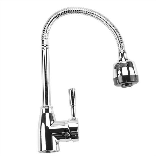 Rotatable Brass Kitchen Faucet with Pull Down Spray - Chrome Finish